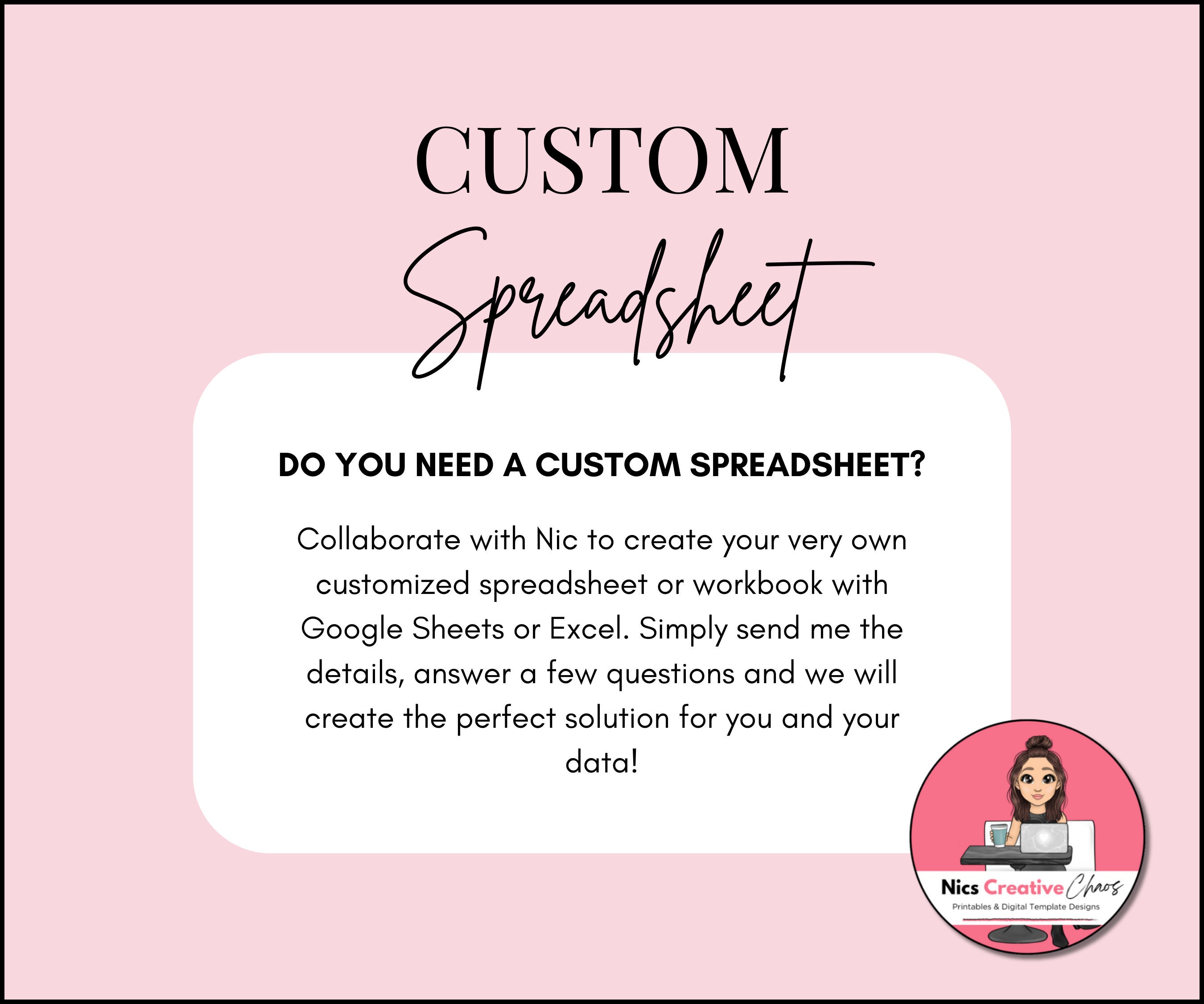Custom Spreadsheet Google Sheets or Excel, Customized Spreadsheet ...
