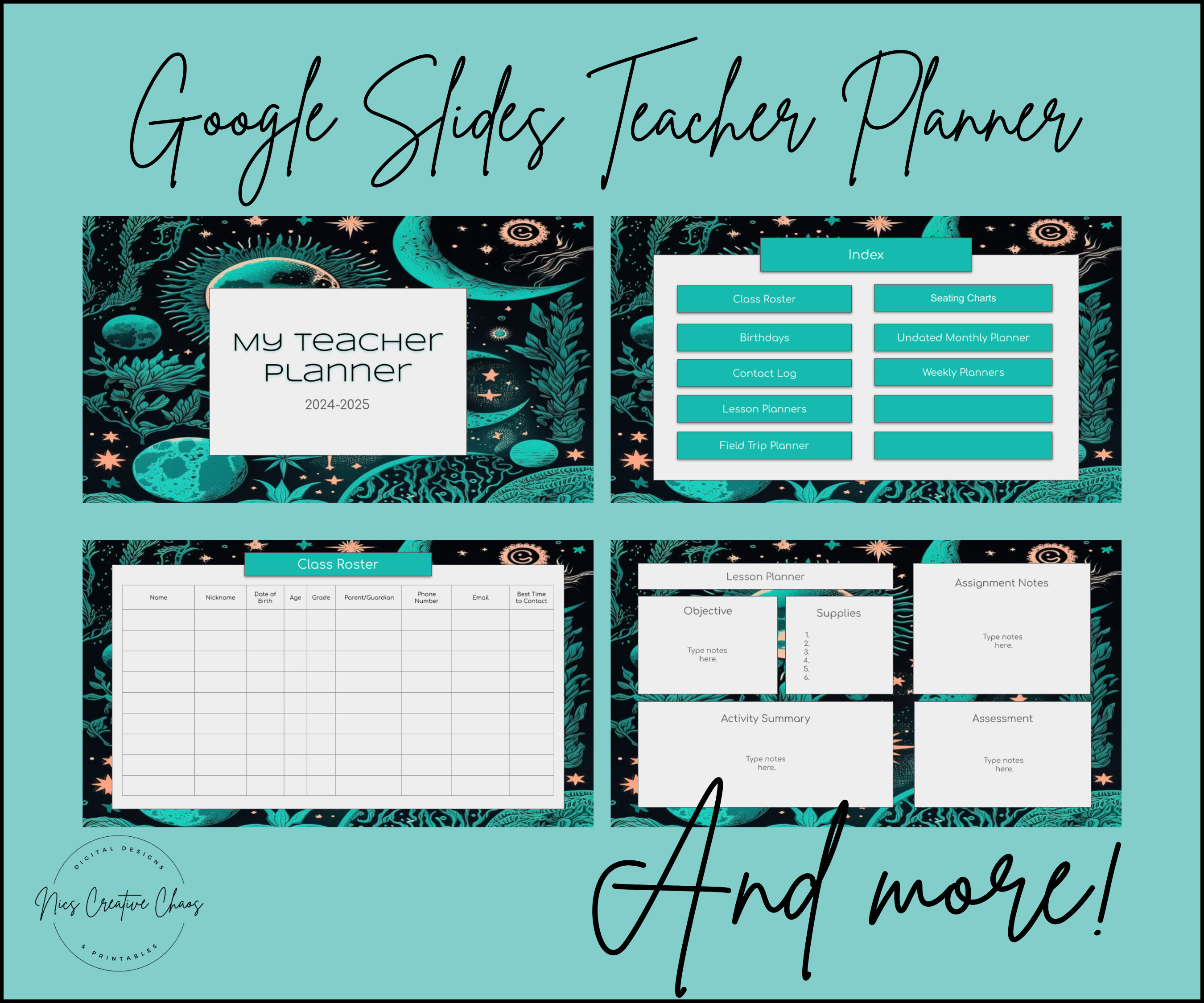 Digital Teacher Planner Google Slides, Lesson Planner, Class Roster ...