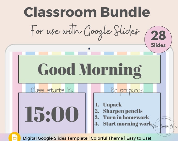 Google Slides Teacher Slideshow Templates, 28 Slide Classroom Bundle ...