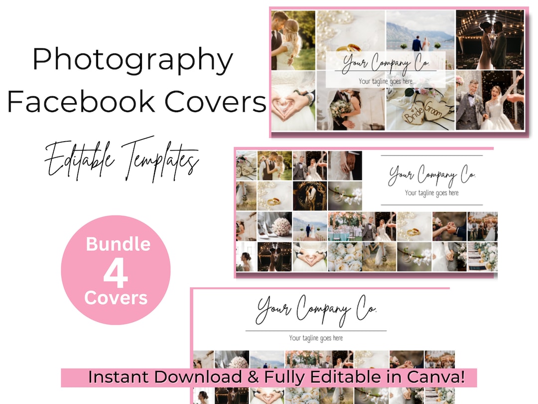 EDITABLE Photography Facebook Cover Templates, Wedding Photographer ...