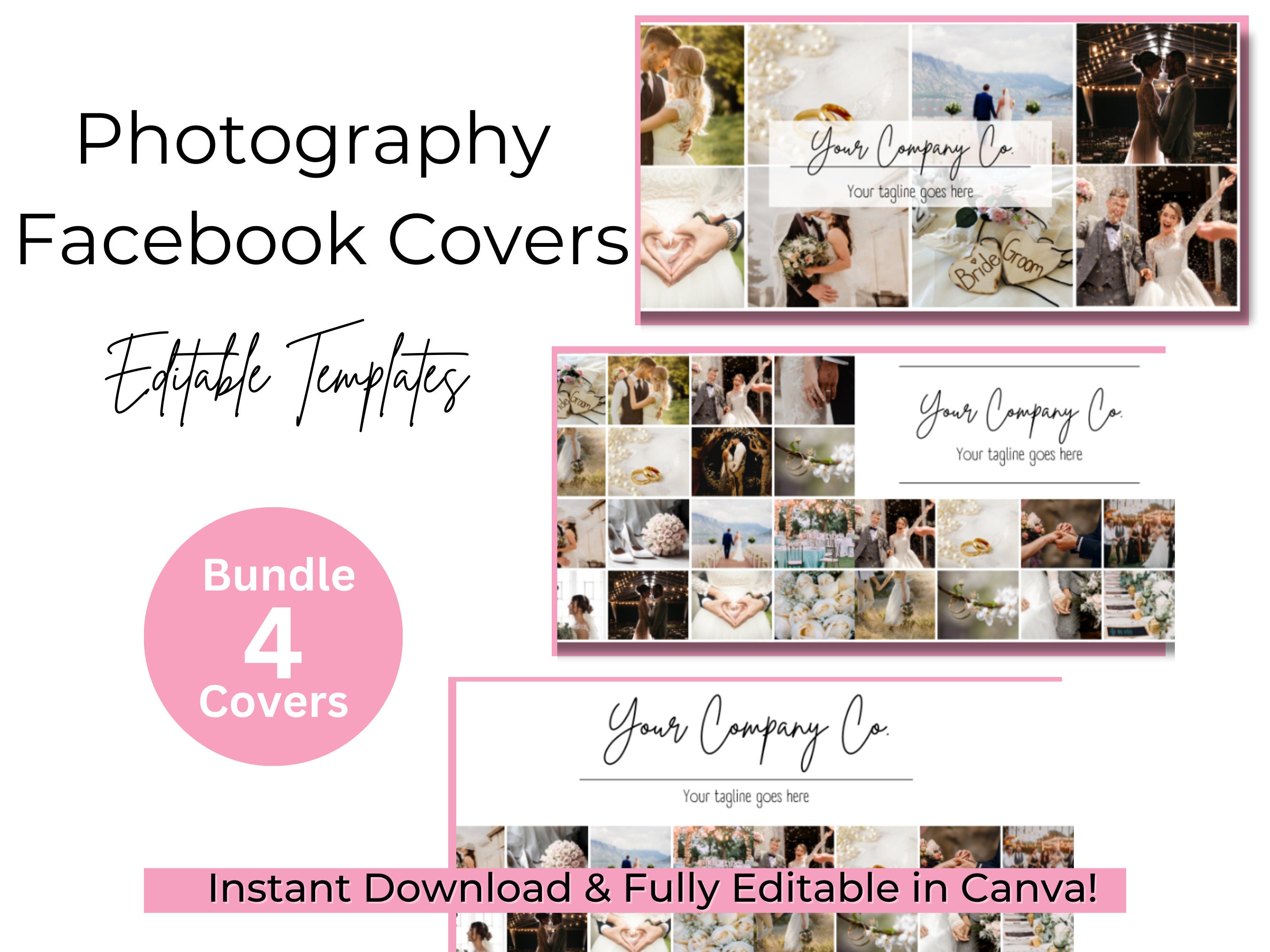 EDITABLE Photography Facebook Cover Templates, Wedding Photographer ...