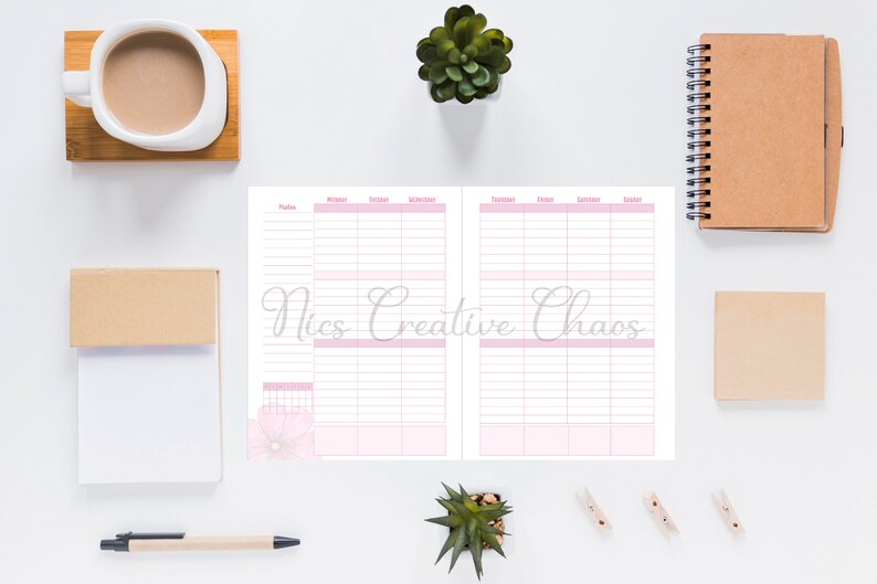 Weekly Vertical Planner Printable Refill Inserts Spring Summer Floral ...