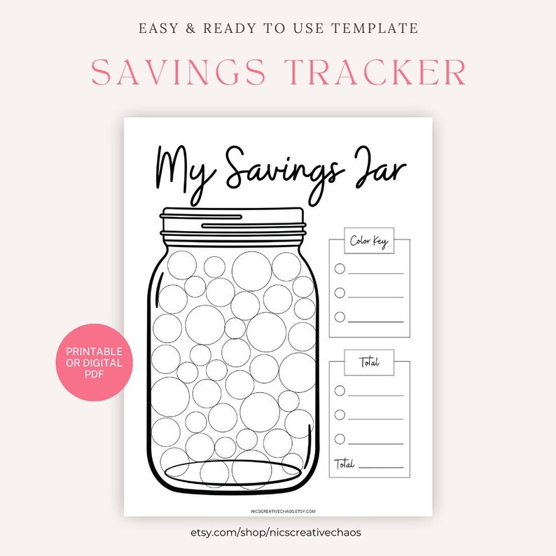 Mason Jar Savings Challenge Printable, Savings Tracker & Budget ...