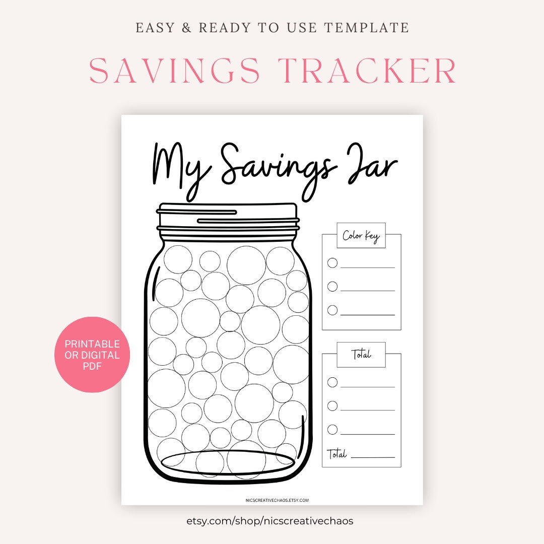 Mason Jar Savings Challenge Printable, Savings Tracker & Budget ...