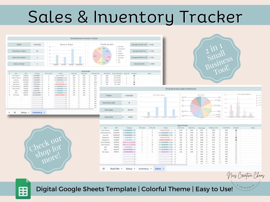 Simple Inventory & Sales Trackers Spreadsheets, Google Sheets, Excel ...