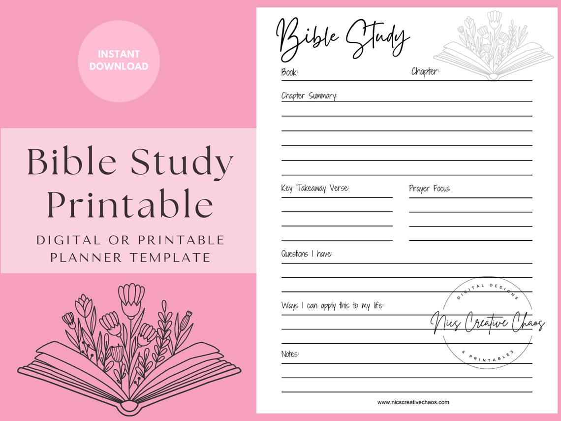 Bible Study Printable Template, Bible Journal Planner, Bible Study ...