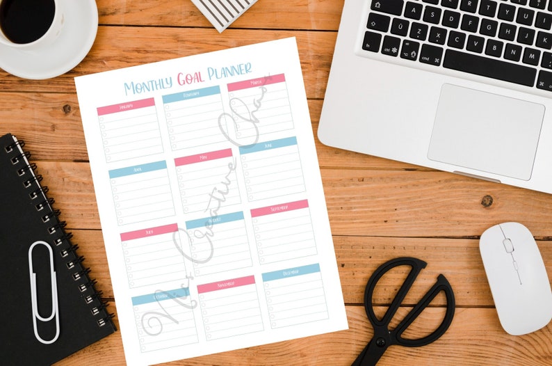 Monthly Goals Planner Printable Template for Organization and - Etsy