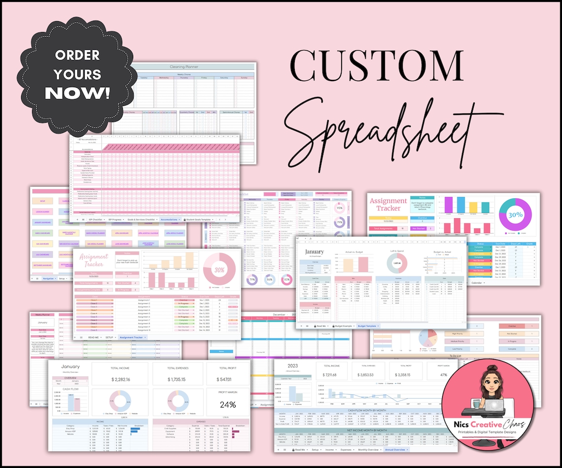 Custom Spreadsheet Google Sheets or Excel, Customized Spreadsheet ...