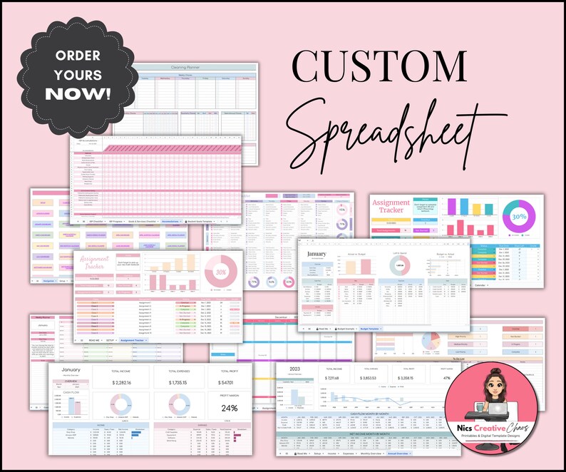 Custom Spreadsheet Google Sheets or Excel, Customized Spreadsheet ...