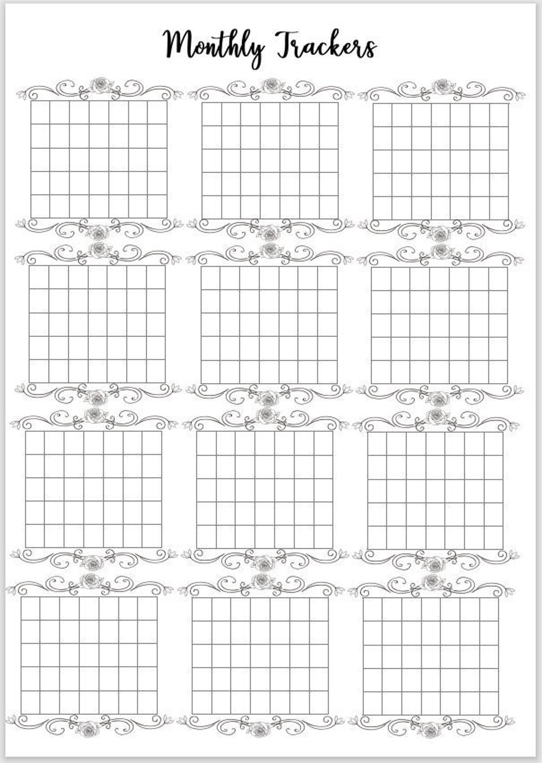 Monthly Trackers Printable Planner Stickers Habits Symptoms No - Etsy