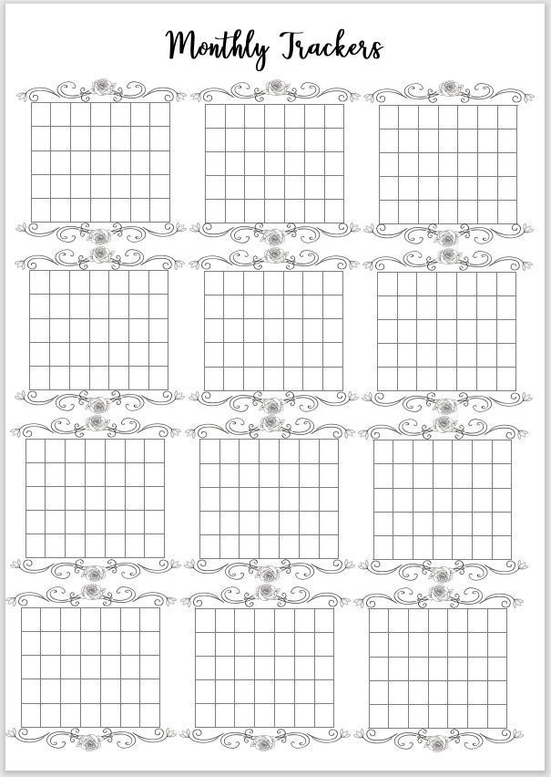 Monthly Trackers Printable Planner Stickers Habits Symptoms No - Etsy