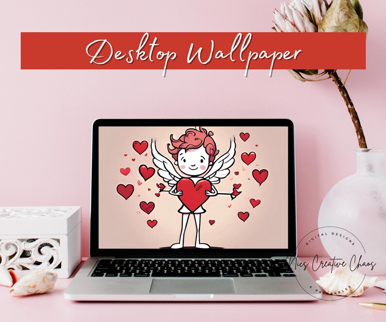 Valentines Day Desktop Wallpaper Bundle, Cute Stick Figures Cupid ...