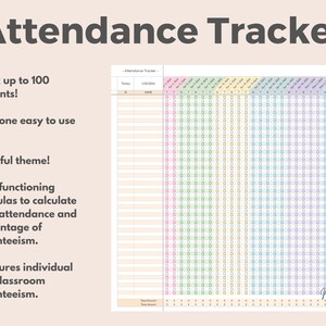 Attendance Tracker Google Sheets Template, Digital Attendance Record ...