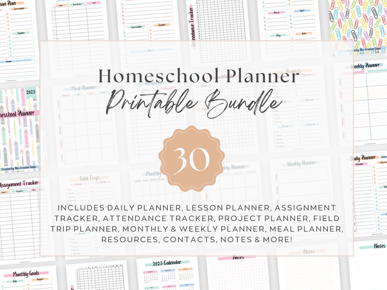 Printable Homeschool Planner Bundle Teacher Planner Lesson - Etsy