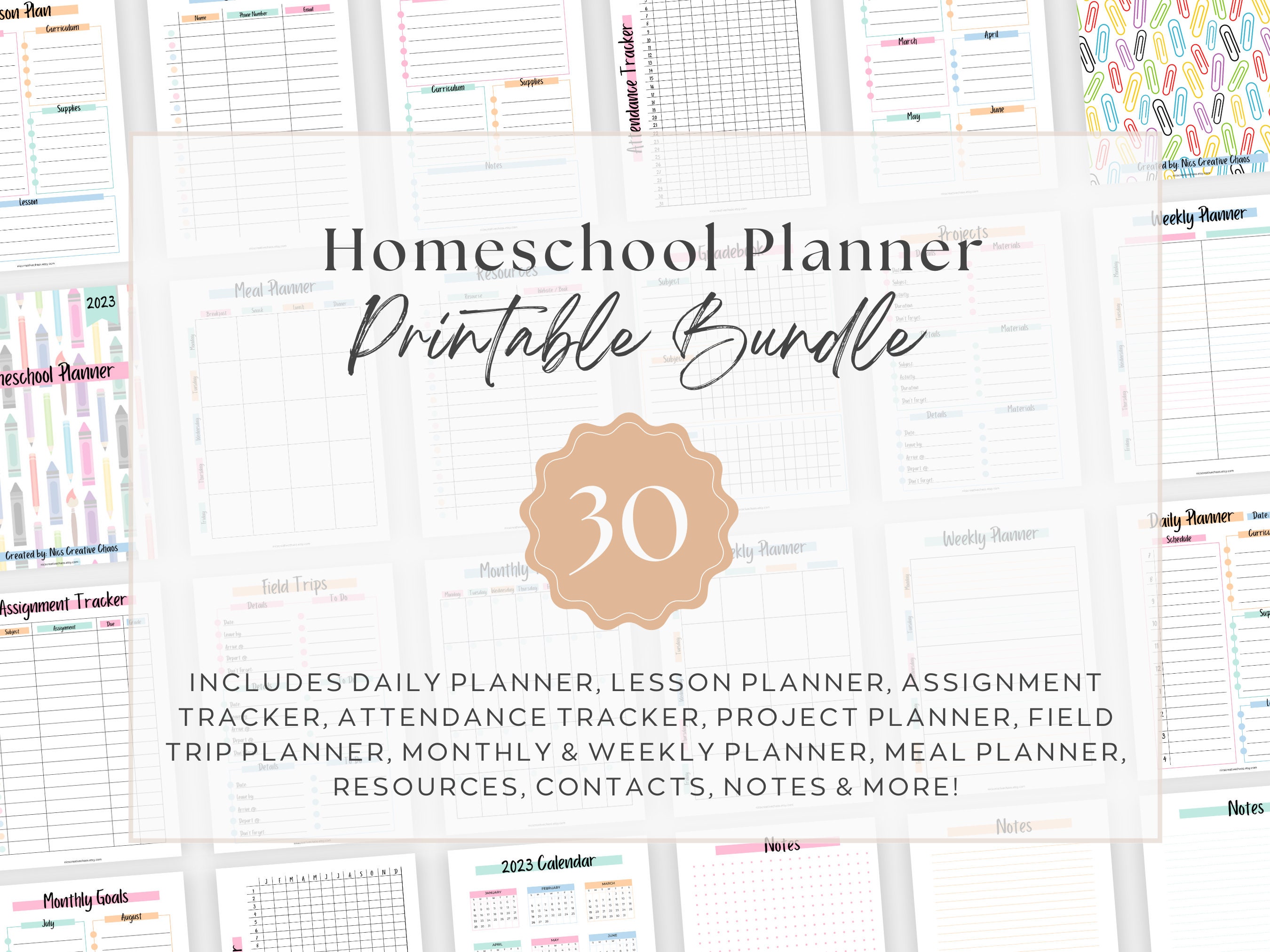 Printable Homeschool Planner Bundle, Teacher Planner Pages, Lesson ...