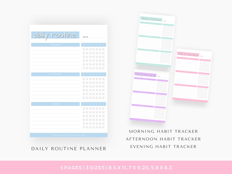 Daily Planner, Daily Routine Planner Printable Template, Daily Schedule ...