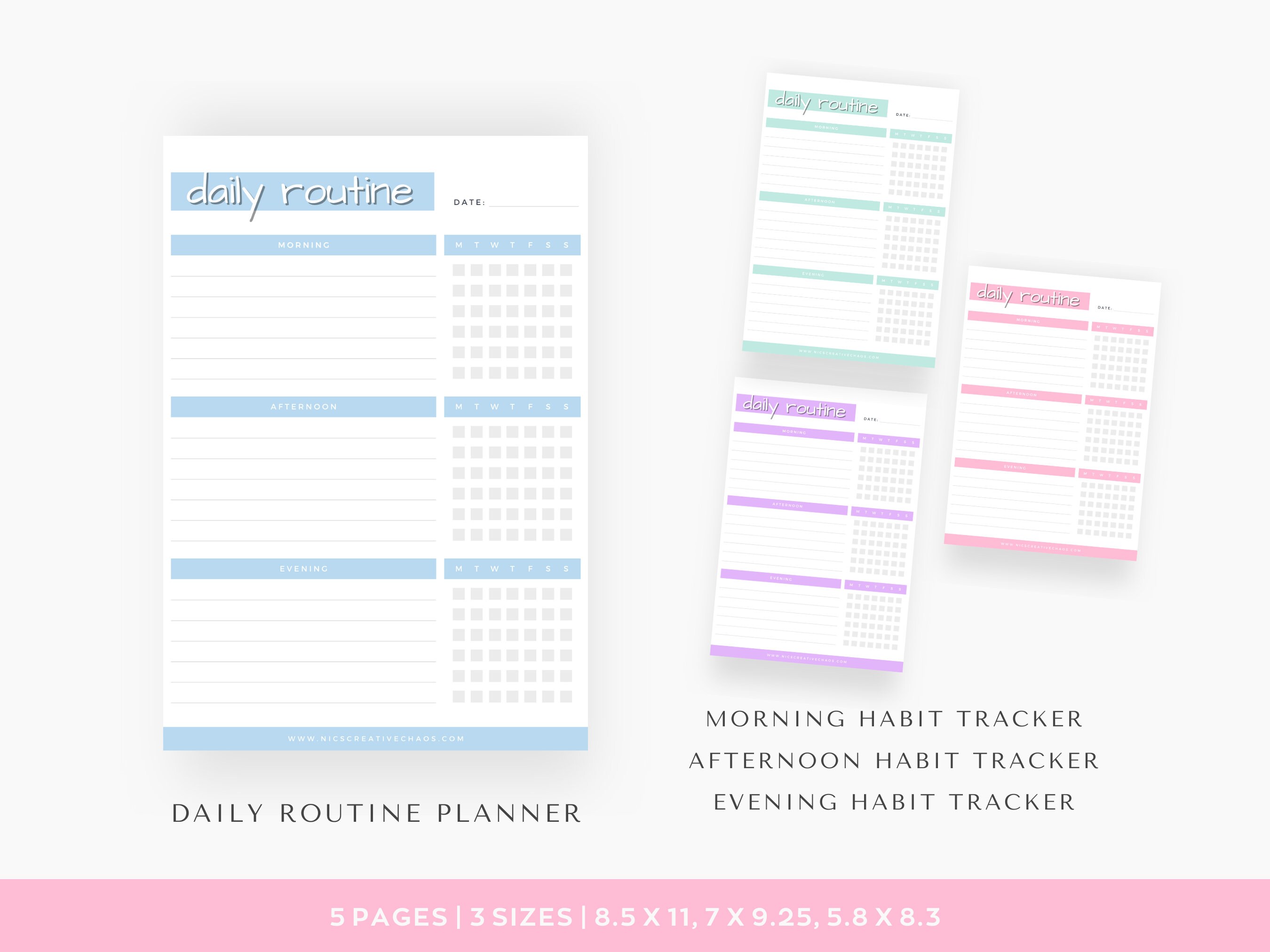 Daily Planner, Daily Routine Planner Printable Template, Daily Schedule ...