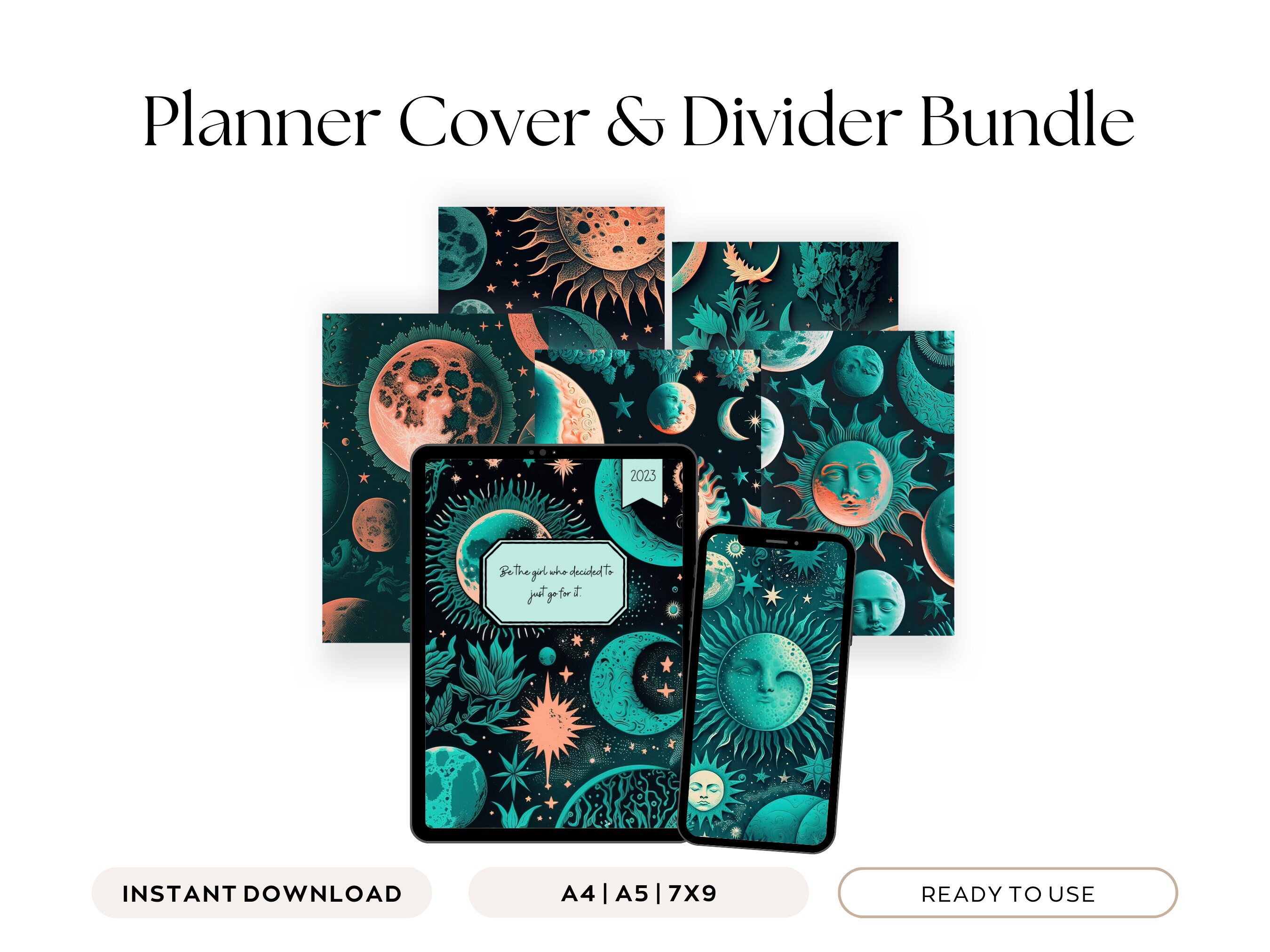 Printable Planner Covers & Dividers, Digital Planner Covers, Celestial ...