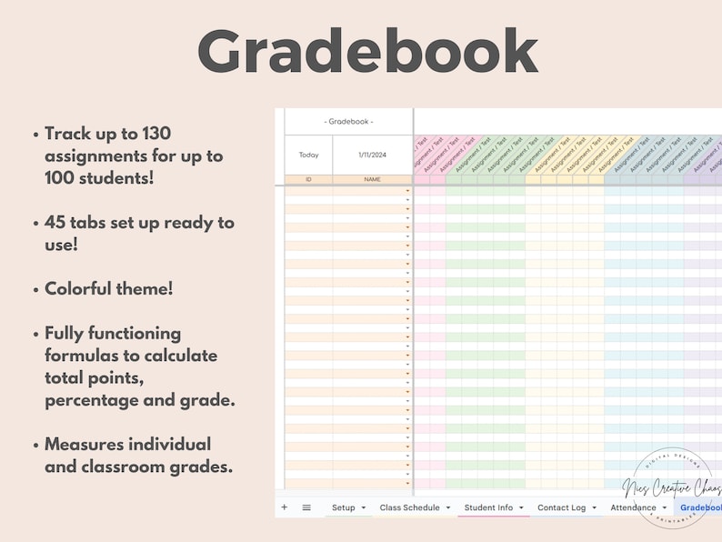Teacher Planner Google Sheets, Attendance Checklist Spreadsheet ...