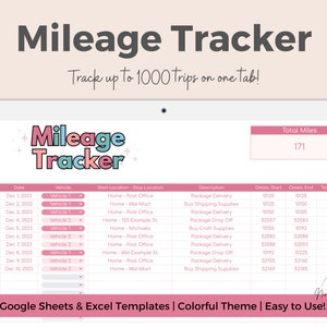 Expense Tracker, Mileage Tracking, Google Sheets & Excel Template ...
