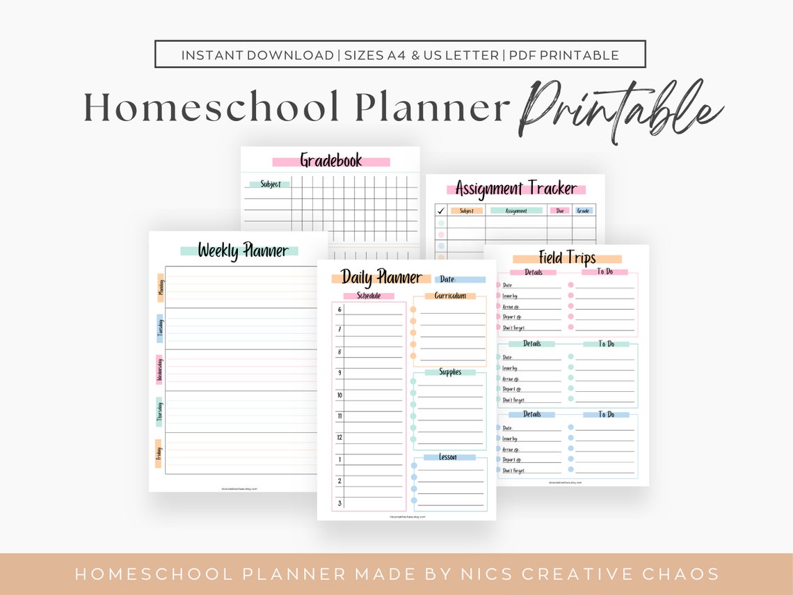 BUNDLE Printable Homeschool Planner Teacher Planner Lesson Plan ...