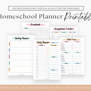 Printable Homeschool Planner, Teacher Planner, Lesson Plan, Attendance ...