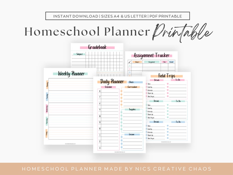 Printable Homeschool Planner Bundle Teacher Planner Lesson - Etsy
