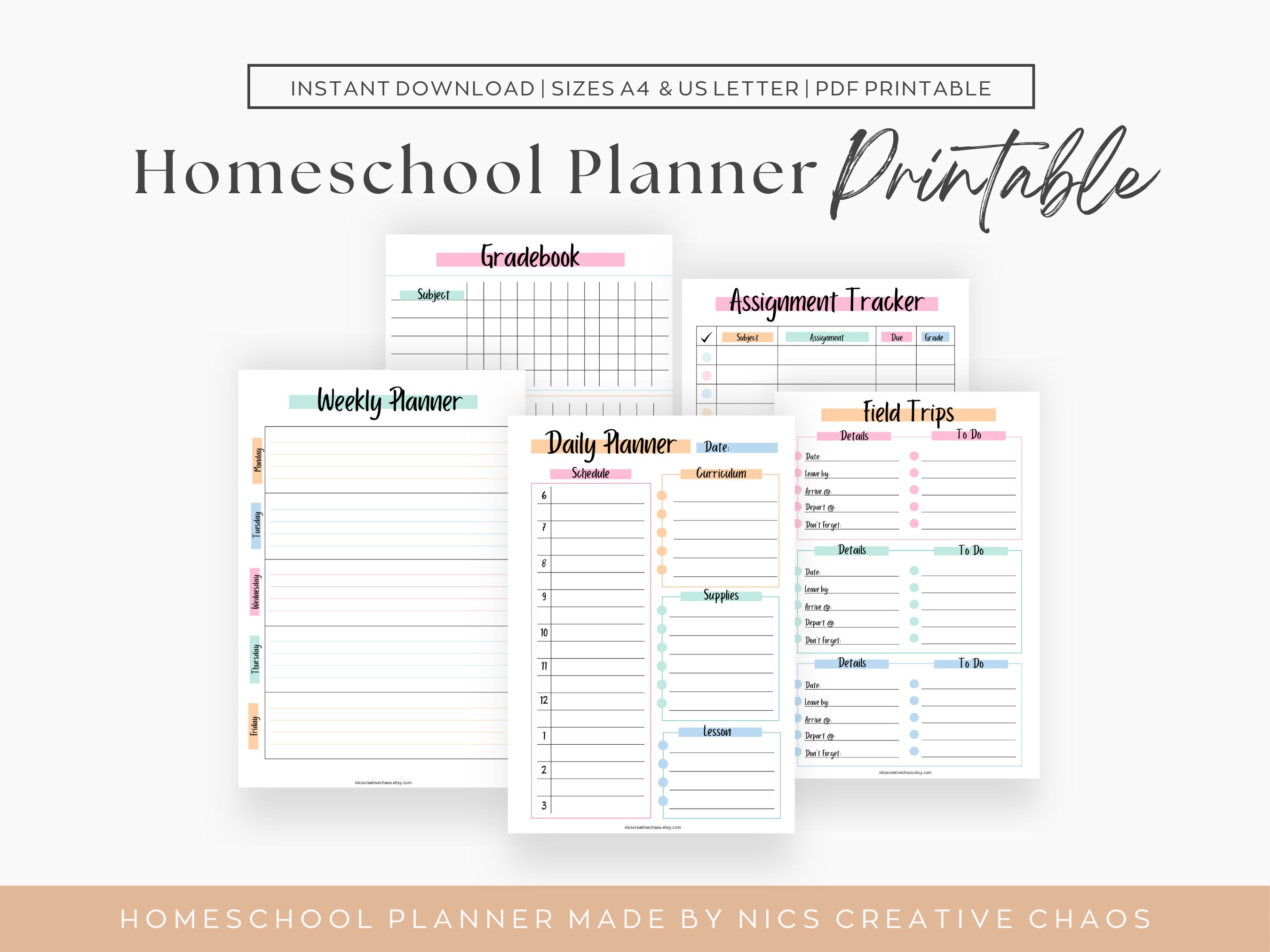 Printable Homeschool Planner Bundle, Teacher Planner Pages, Lesson ...