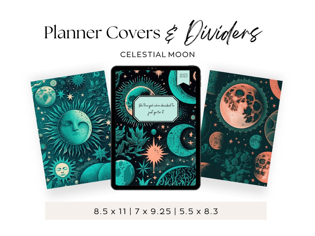 Printable Planner Covers & Dividers, Digital Planner Covers, Celestial ...