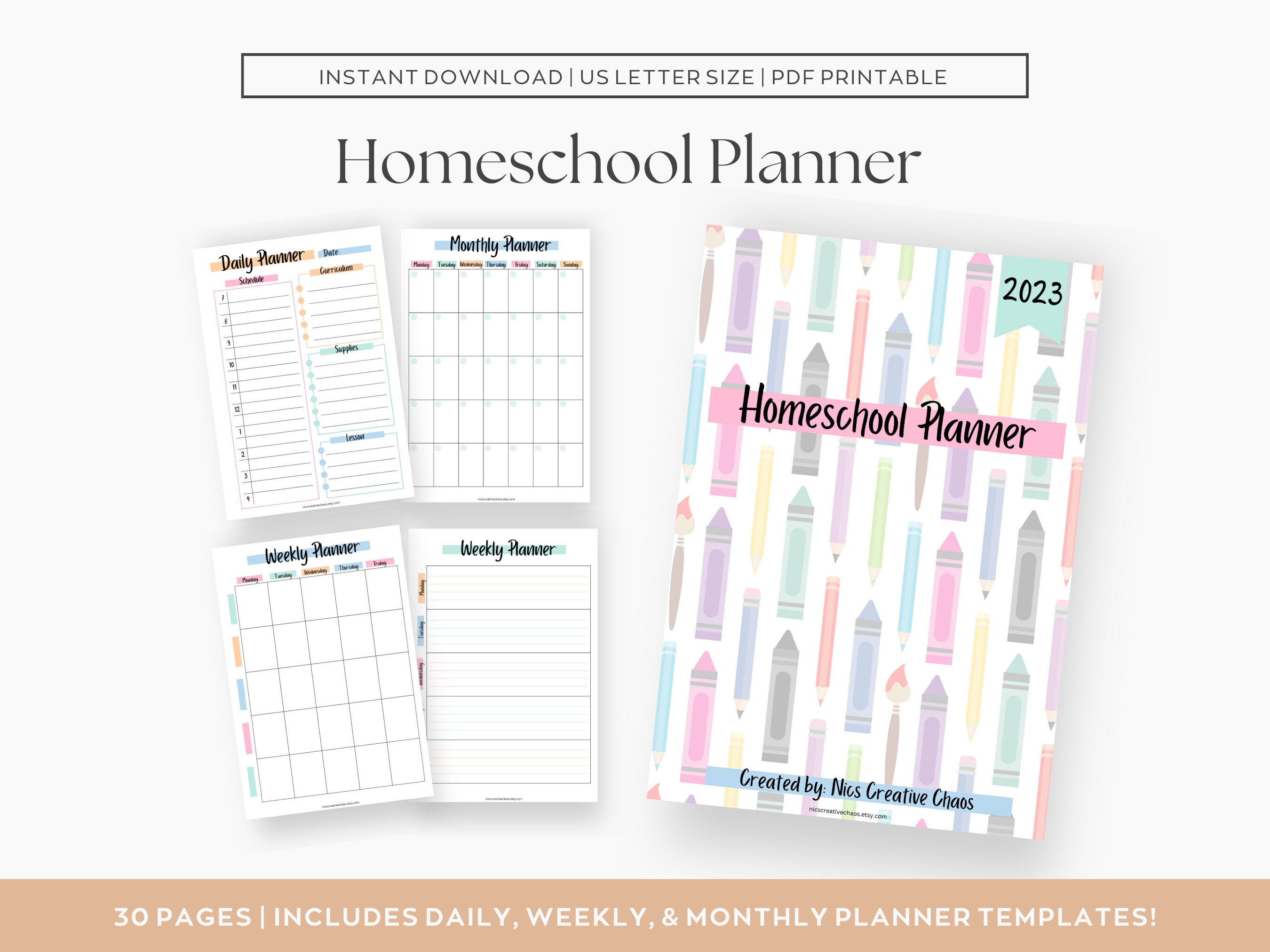 BUNDLE Printable Homeschool Planner, Teacher Planner, Lesson Plan ...