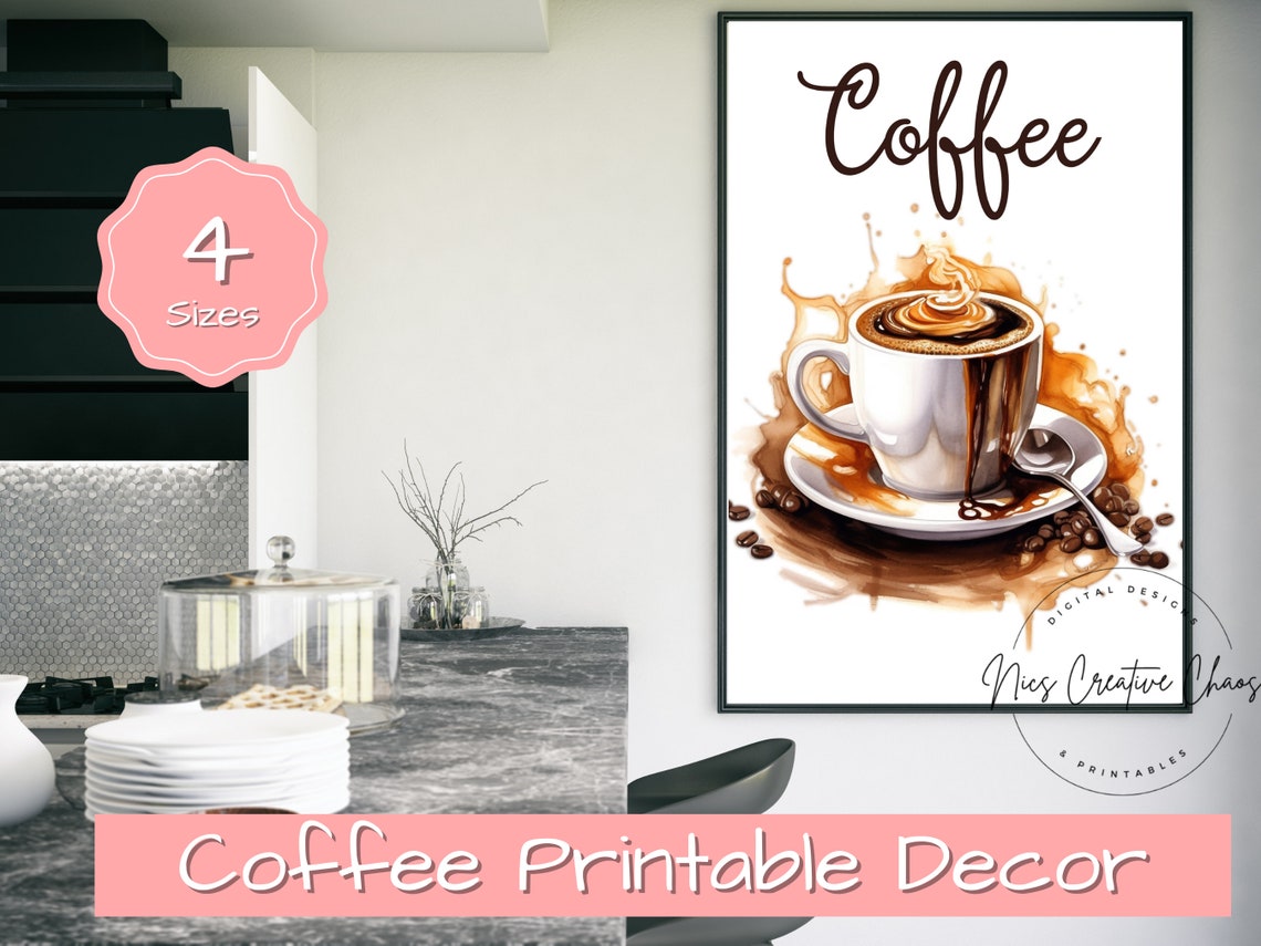 Coffee Bar Wall Decor Printable | Coffee Poster Wall Art | Kitchen ...