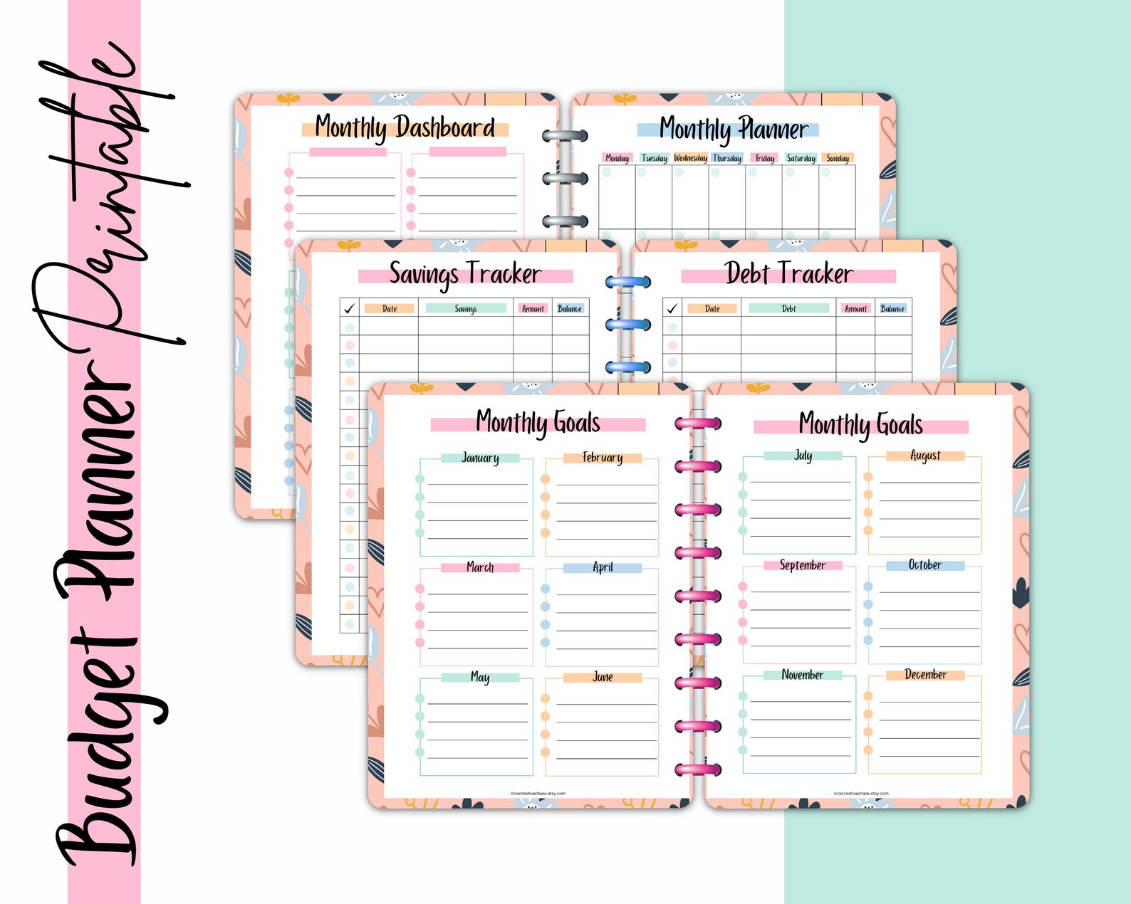 Printable Budget Planner BUNDLE Bill Tracker Printable, Savings ...