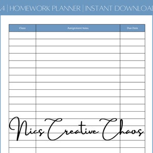 Homework Planner | Assignment Tracker | Weekly Homework Printable ...