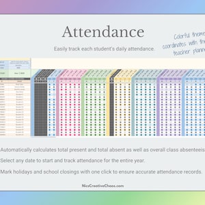 NEW Attendance Tracker Google Sheets Template, Digital Attendance Chart ...