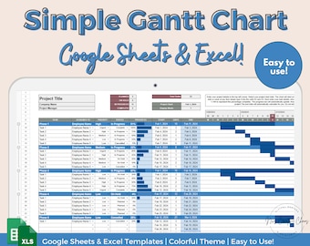 GANTT CHART | Project Planner | Google Sheets/excel Task Tracker - Etsy