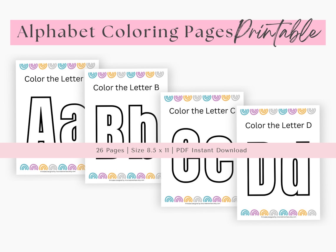 Alphabet Coloring Pages Printable Preschool Summer - Etsy