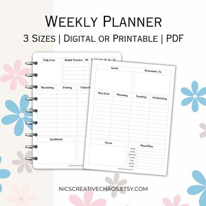 Weekly Planner Printable, Vertical Lined Undated Planner, Week on Two ...