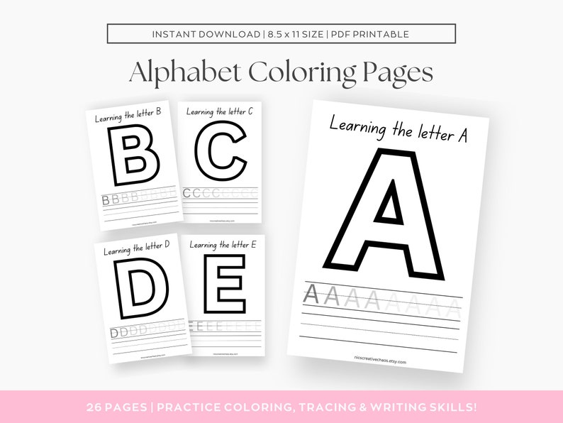 Printable Alphabet Coloring Pages, Printable Preschool Tracing ...
