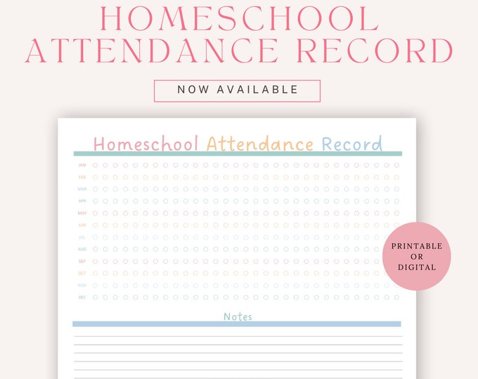 Homeschool Planner, Classroom Attendance Sheet, Teacher Log, Digital ...