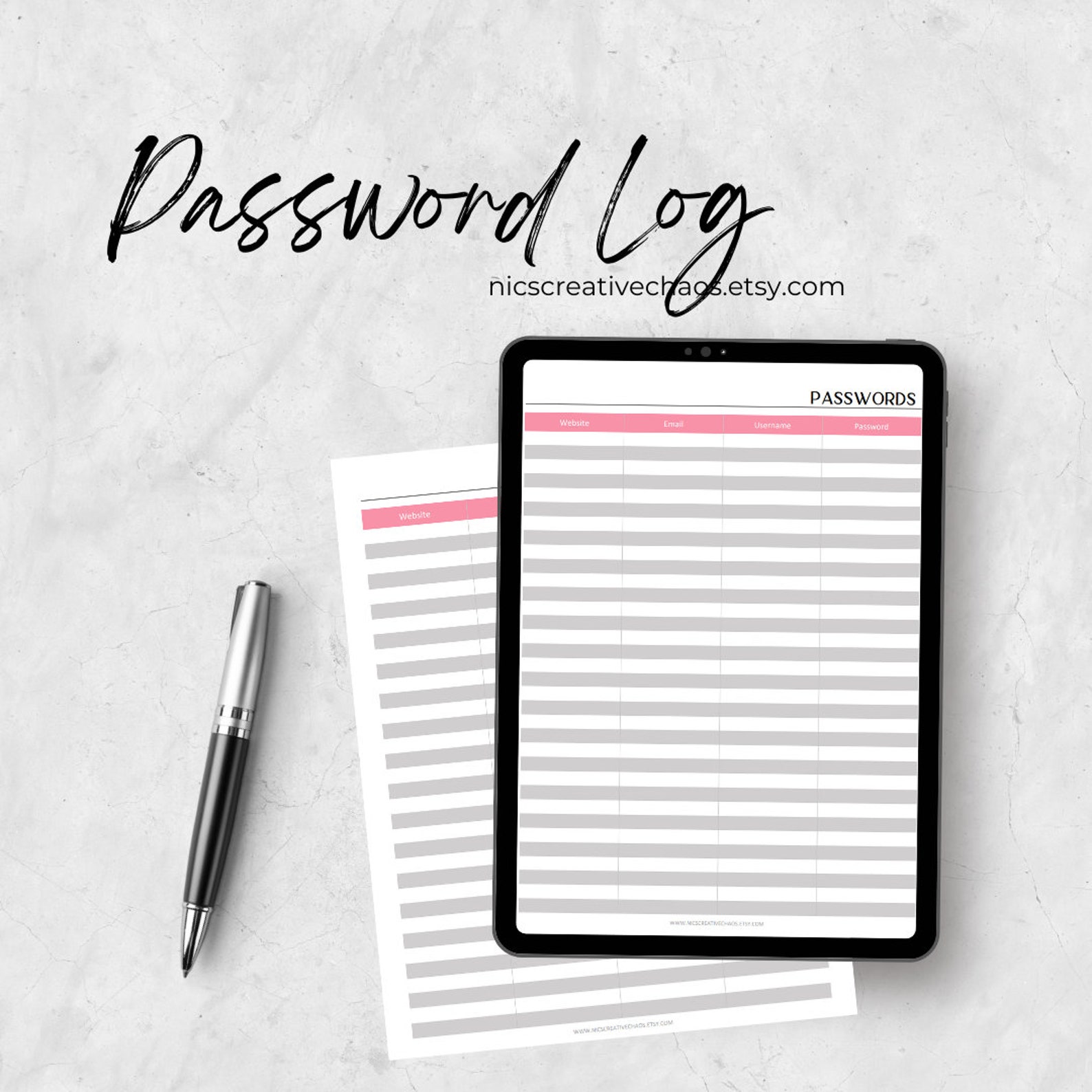 Password Tracker Planner Printable, Simple Password Log, Pink Planner ...