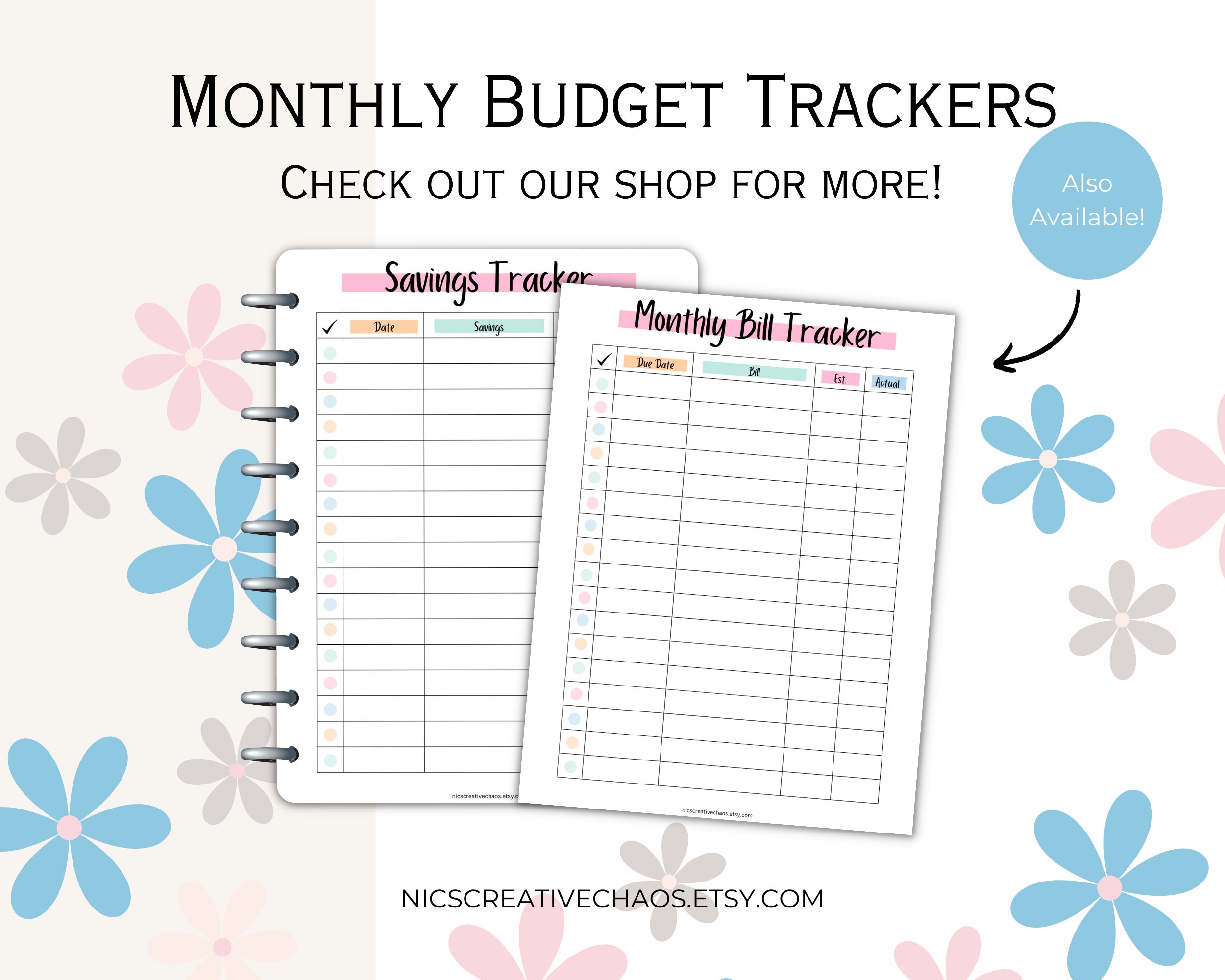Printable Bill Tracker, Monthly Budget Template, Monthly Bills Tracker ...
