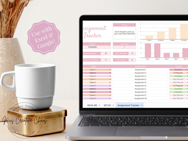 Google Sheets Assignment Tracker Spreadsheet Template, College ...