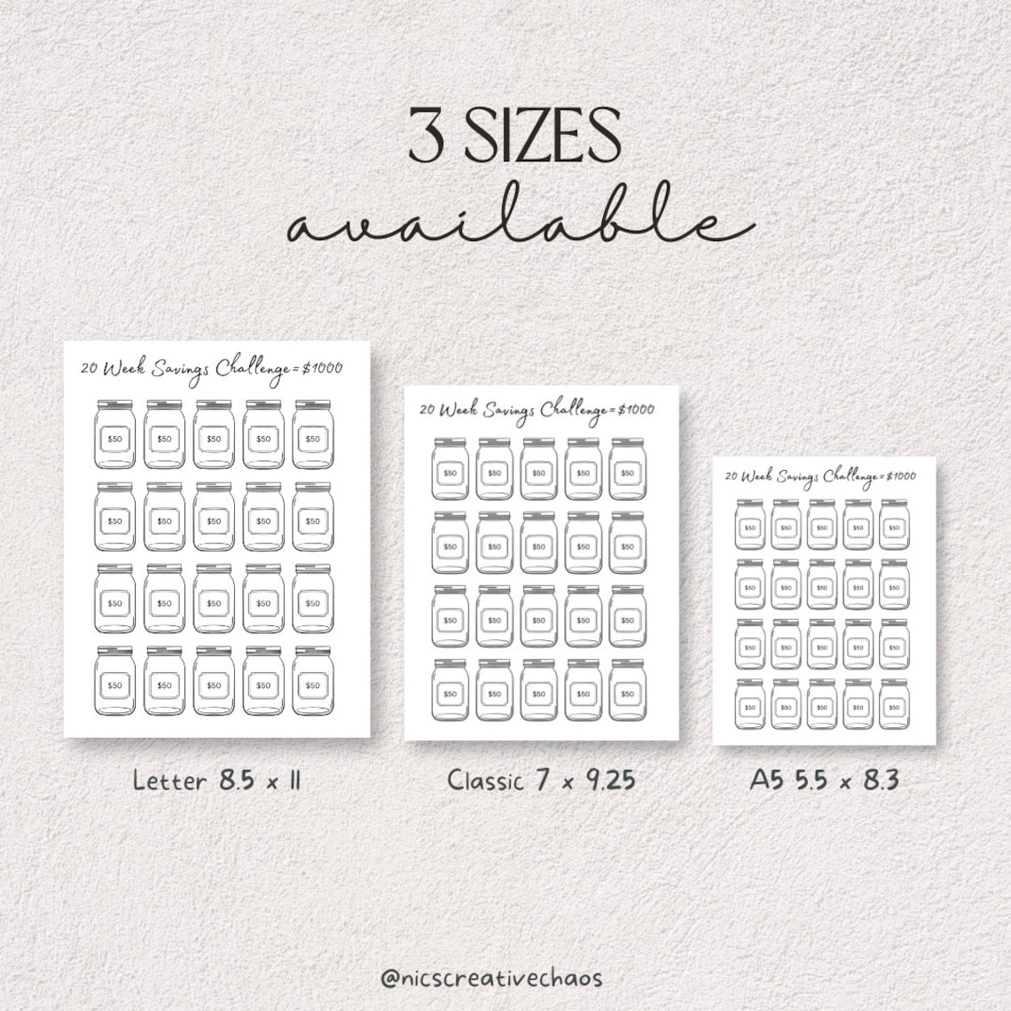 Mason Jar Savings Challenge, Printable Weekly Savings Challenge ...