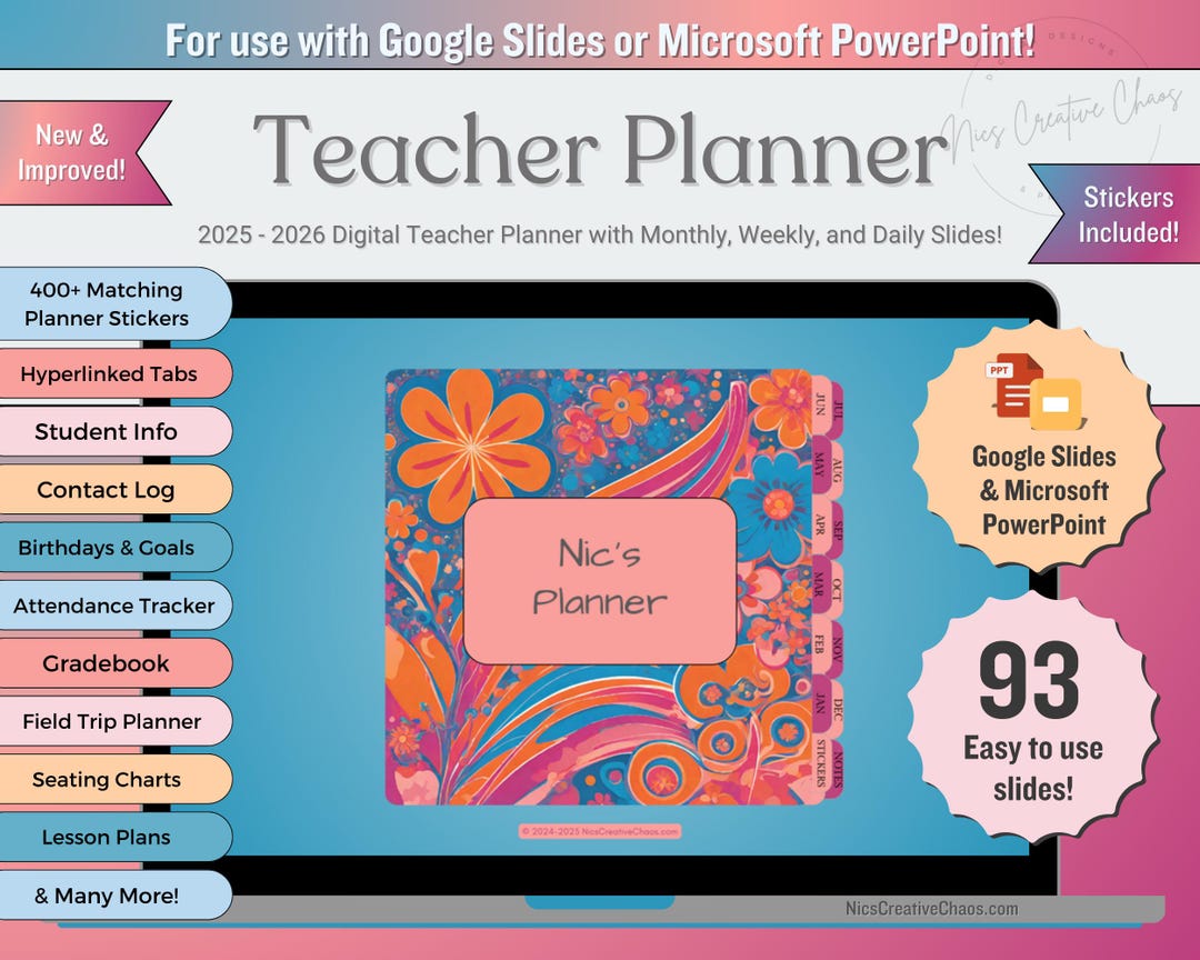 Digital Teacher Planner Google Slides, Classroom Management, Lesson ...