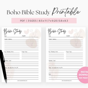 Boho Bible Study Printable Template, Bible Journal, Faith Planner ...
