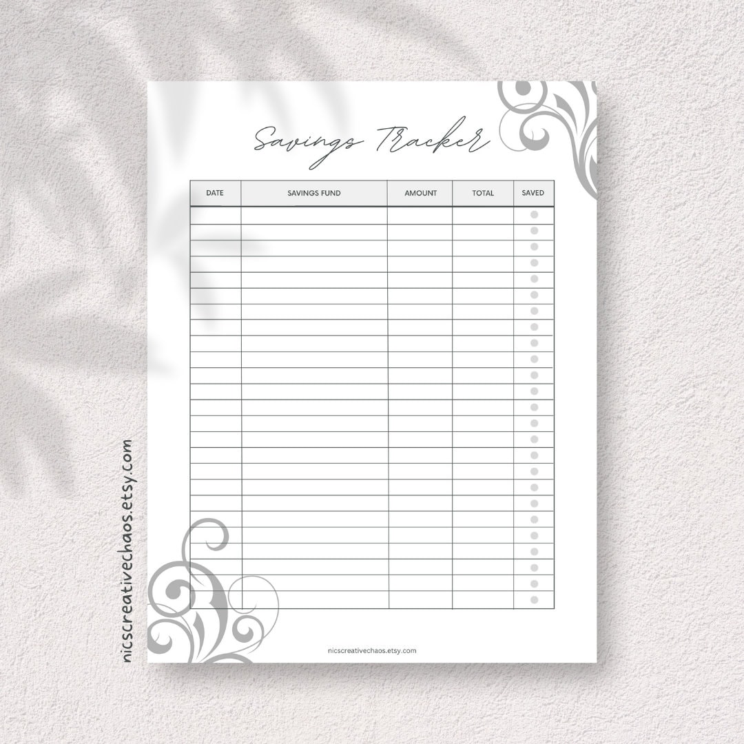 Savings Tracker Printable Template, Printable Budget Sheet, Savings ...