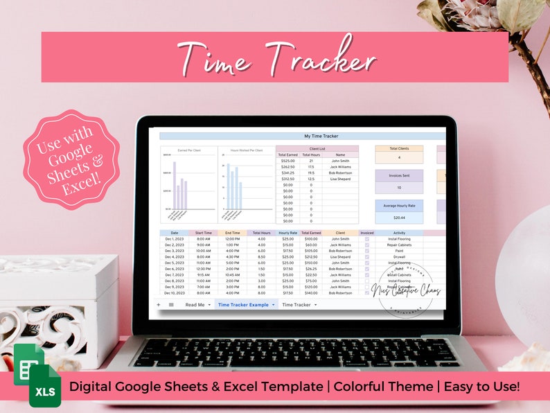Time Tracker Spreadsheet, Excel & Google Sheets, Time Keeping Tracker, Freelancer Time and Pay ...
