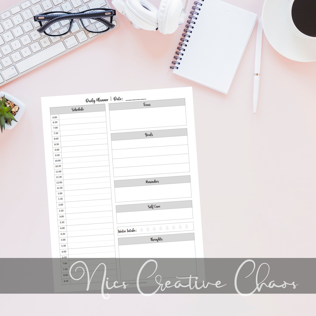 Daily Schedule Planner Printable or Onenote Template | Undated | With ...