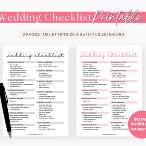Wedding Checklist Printable, to Do Before Wedding Template Sheet for ...