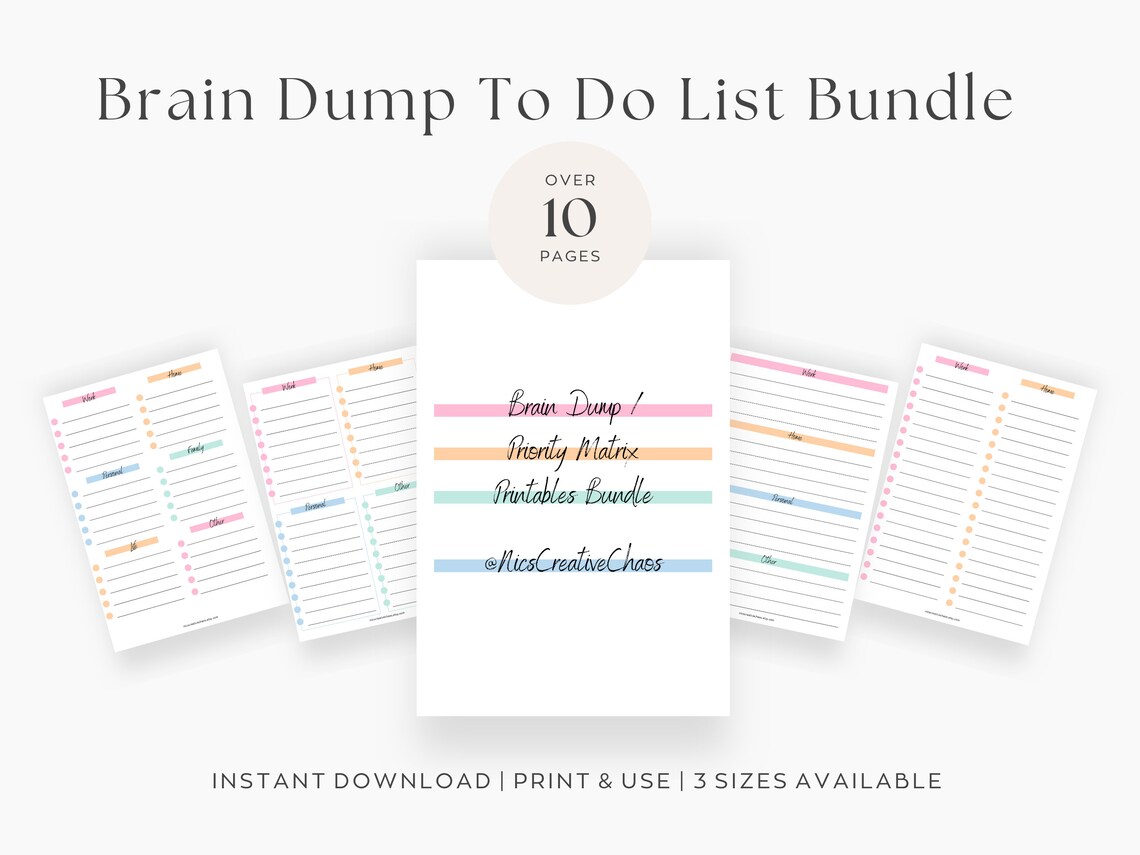 BUNDLE Checklists Printables to Do Lists Printable, Brain Dump ...